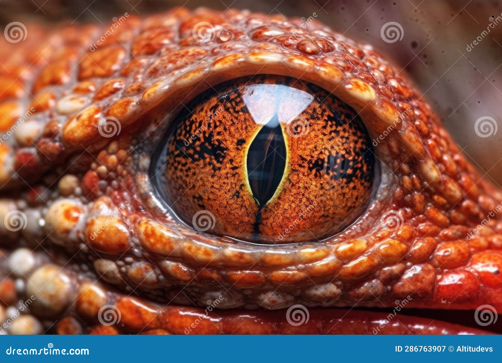 Macro Shot of Lizards Eye while Eating a Bug Stock Illustration ...