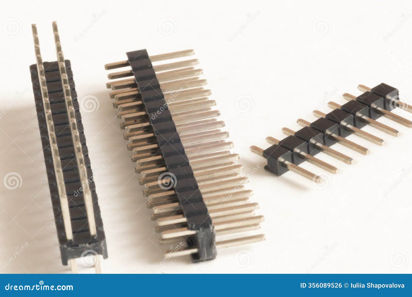 Macro Shot of Long Straight PCB Connectors or Terminal Blocks Placed ...