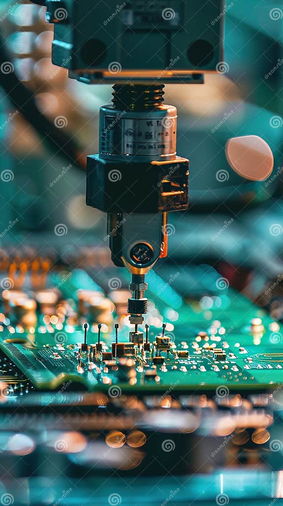 A Macro Shot of a Machine Automatically Inserting and Soldering ...