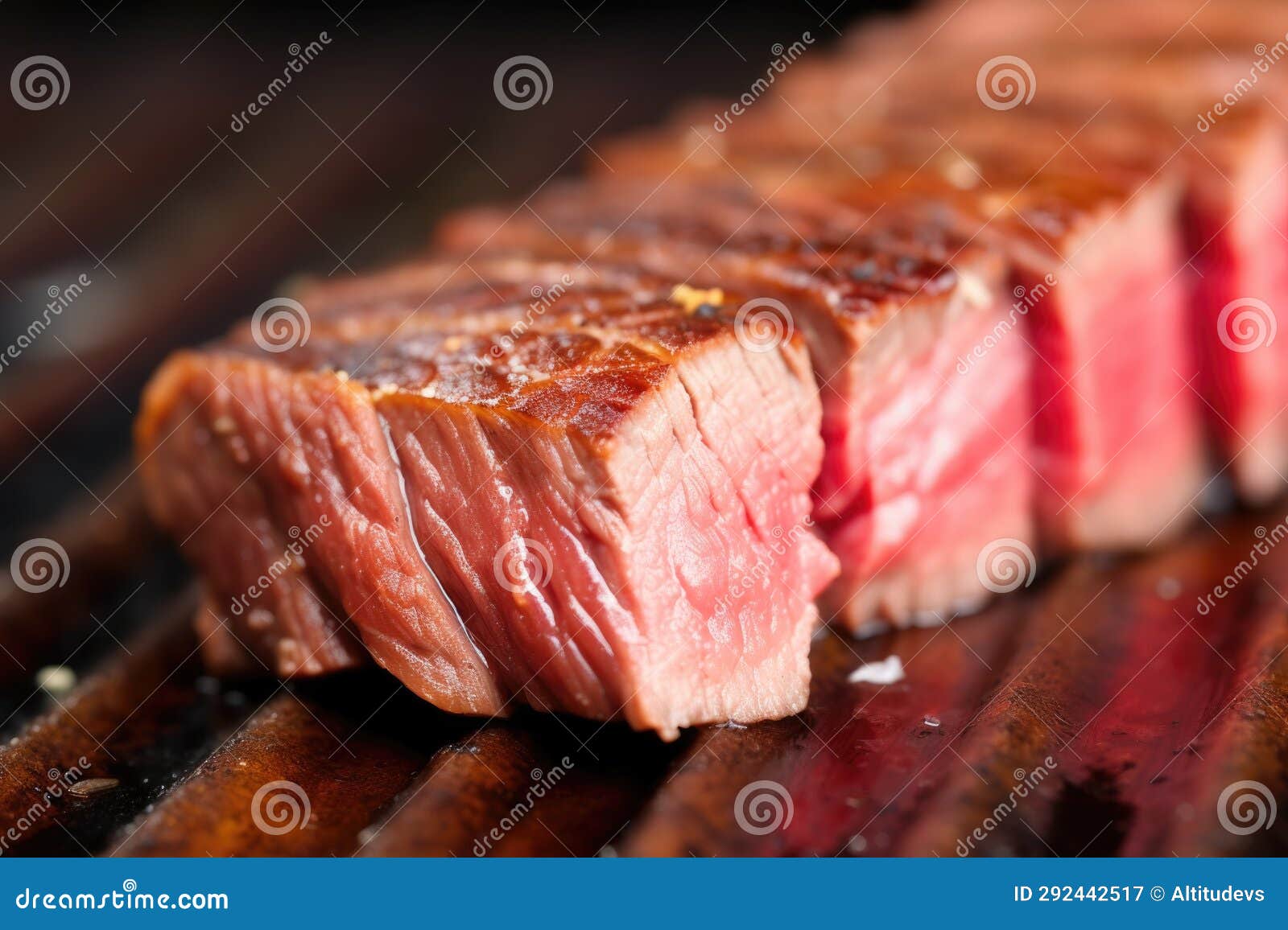 Macro Shot of Medium-rare Steak Texture after Slicing Stock ...