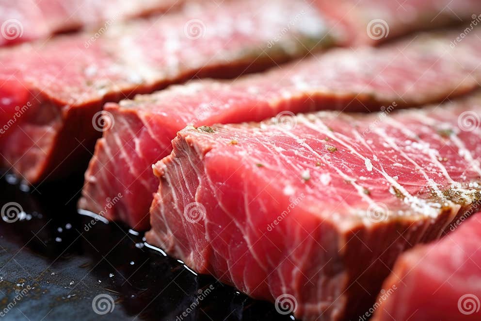 Macro Shot of Medium-rare Steak Texture after Slicing Stock Photo ...