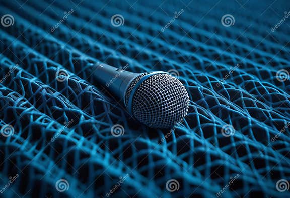 Macro Shot of a Microphone Mesh in Shades of Blue Stock Illustration ...