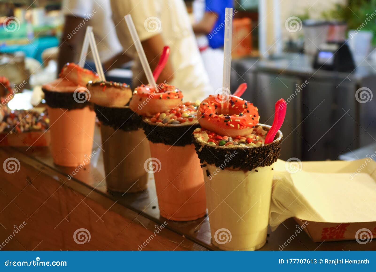 Donut Milkshake editorial stock photo. Image of cuisine - 177707613