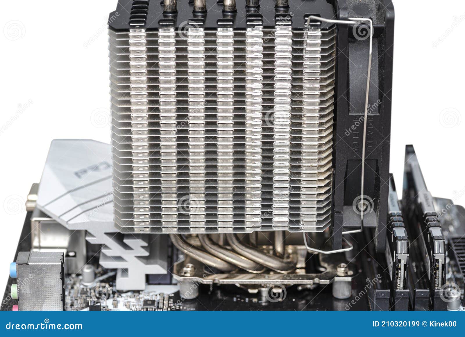 Macro Shot of a Modern Desktop Motherboard with a Heatsink Mounted on ...