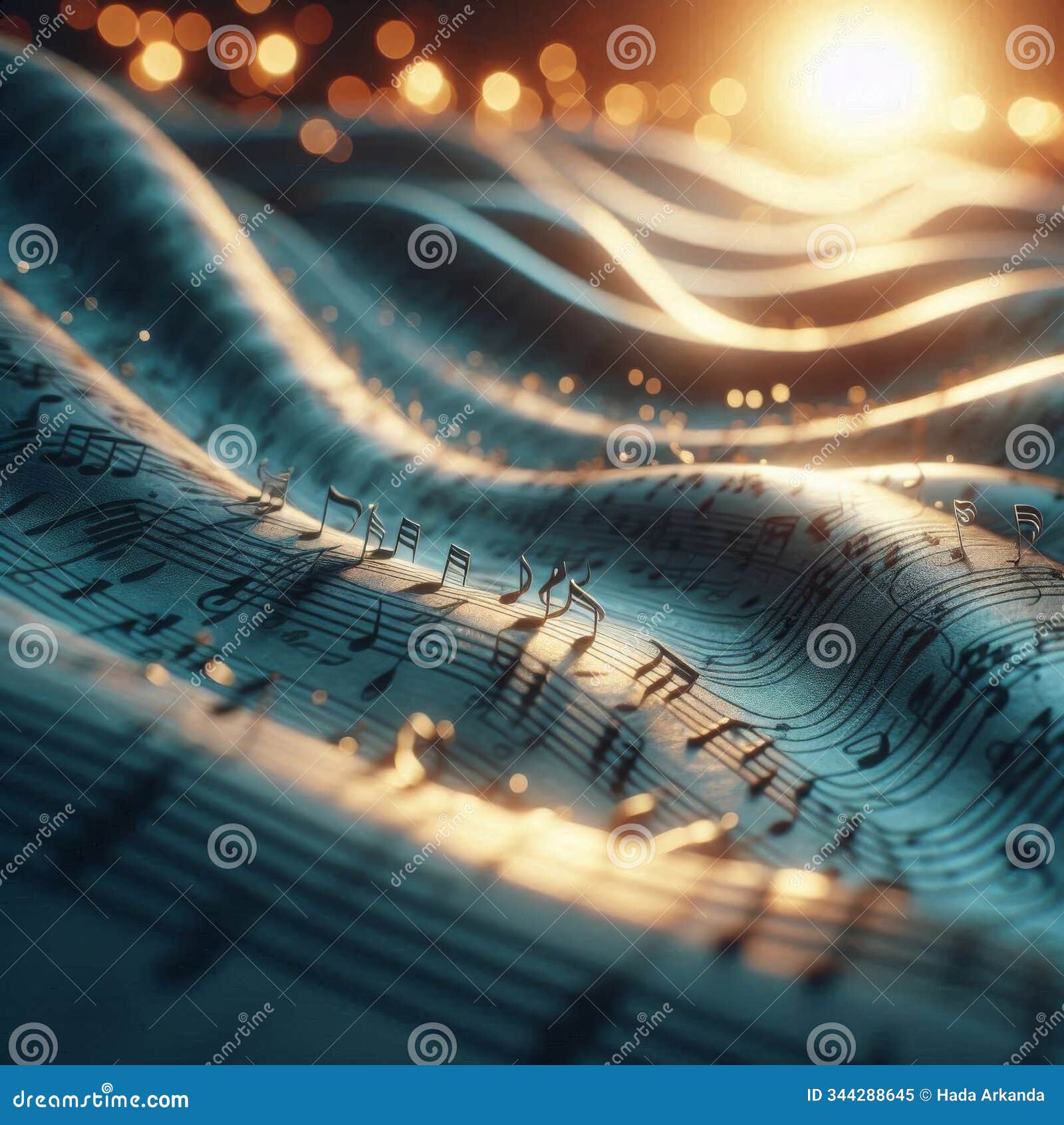 Macro Shot of Music Notes on a Gently Wavy Music Sheet Stock ...