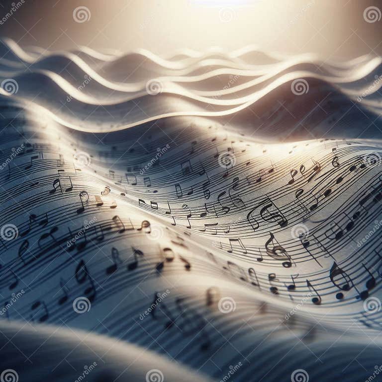 Macro Shot of Music Notes on a Gently Wavy Music Sheet Stock ...