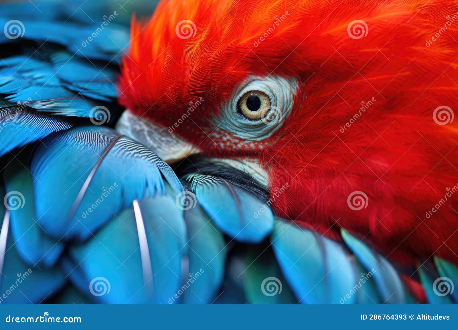 Macro Shot of Parrots Feathers during Preening Process Stock ...