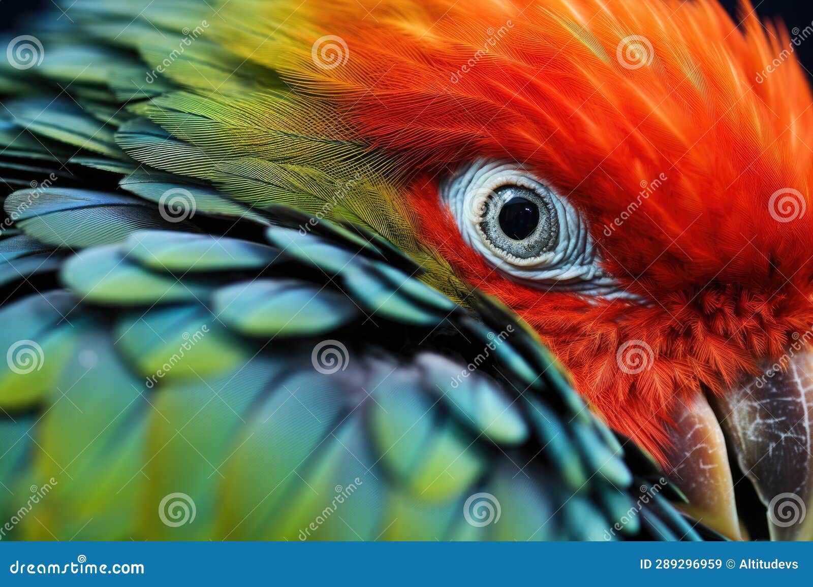 Macro Shot of Parrots Feathers during Preening Process Stock Image ...