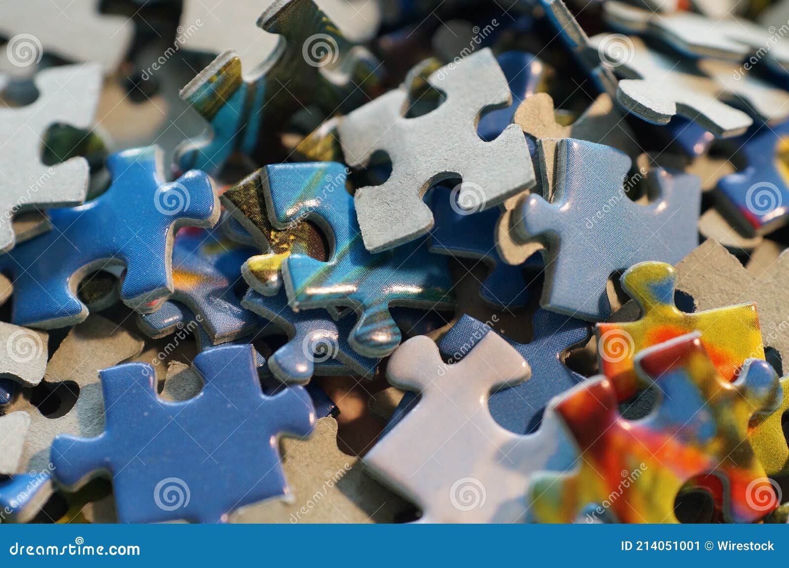 Macro Shot of a Pile of Puzzle Pieces Stock Image - Image of colorful ...