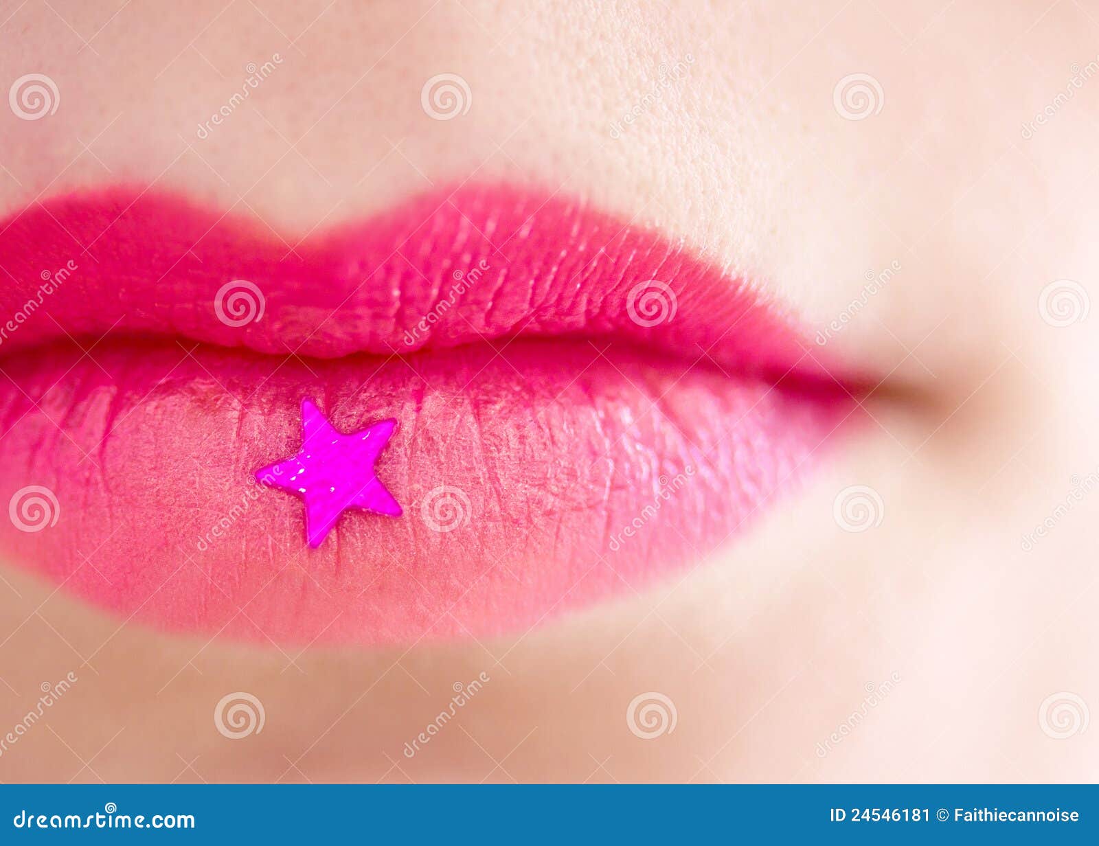 Macro Shot of Pink Lips with Star Stock Image - Image of human ...