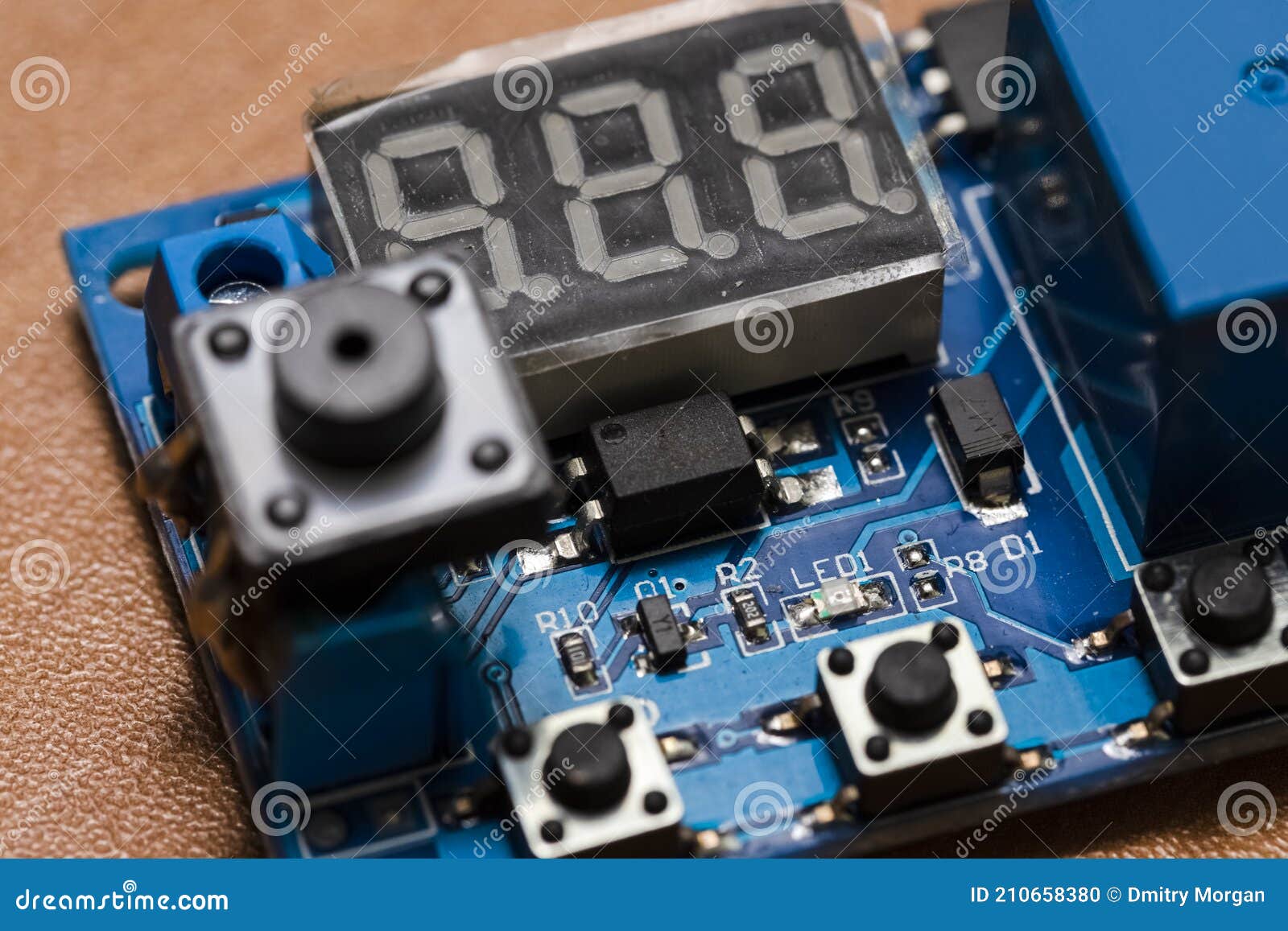 Macro Shot of Plugged-in Printed Circuit Board with Three Digits ...
