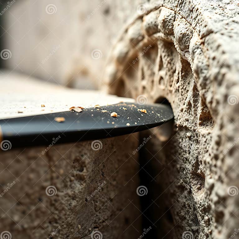 A Macro Shot of a Pneumatic Chisel Carving into Stone with the Tools ...