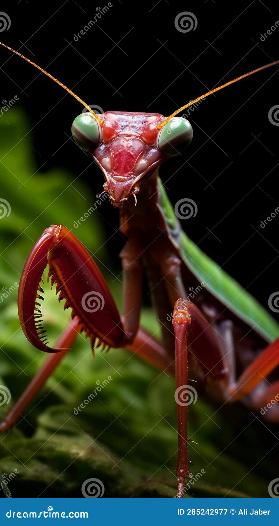 A Macro Shot of a Praying Mantis Stock Illustration - Illustration of ...