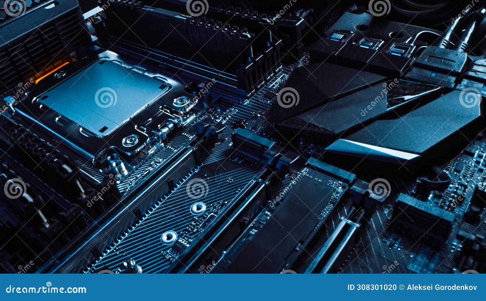 Motherboard Components And Circuits With Neon Lights Stock Image ... Motherboard Components And Circuits With Neon Lights Stock Image ...