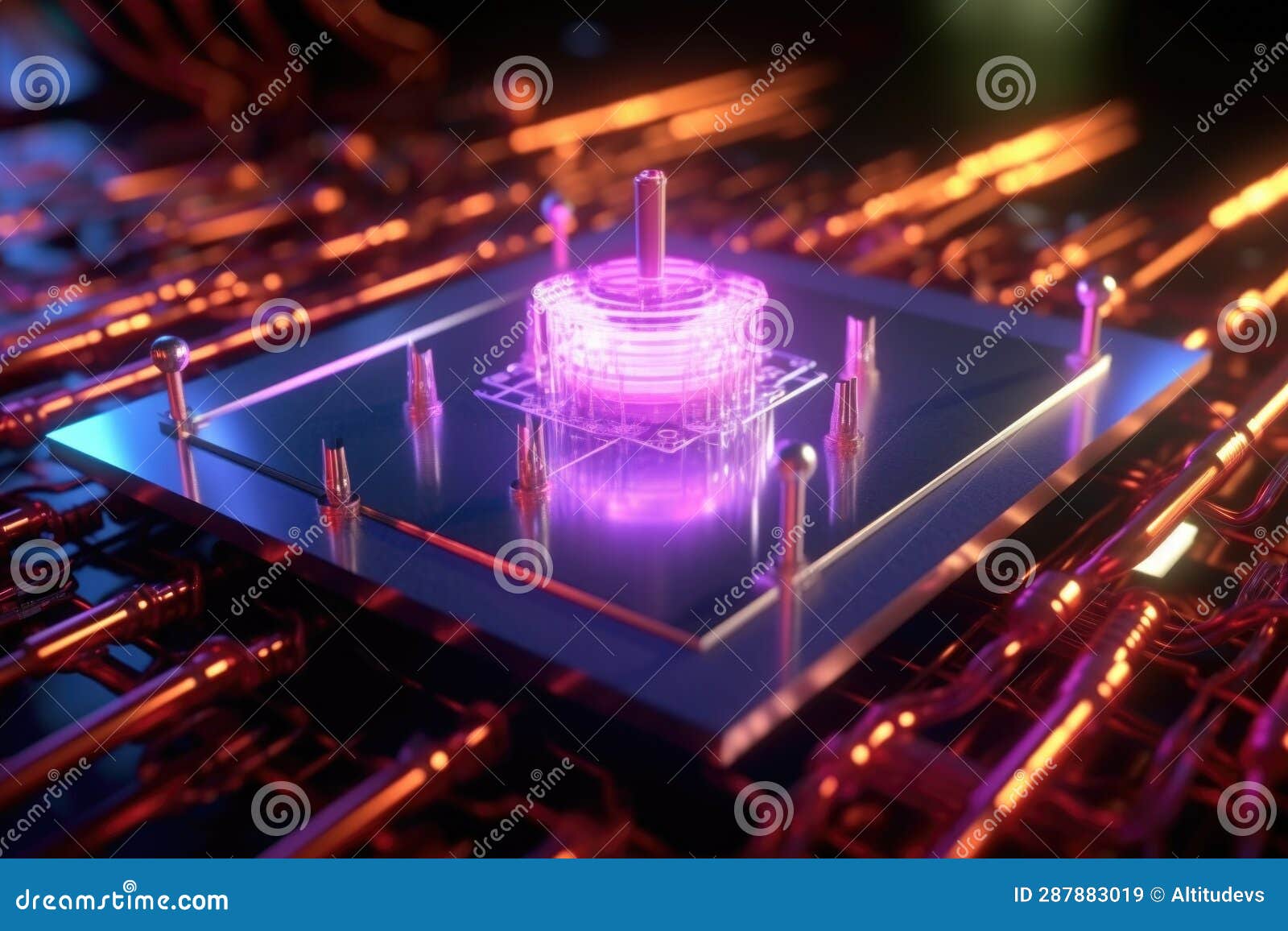 Macro Shot of a Quantum Chip with Fiber Optic Connections Stock Image ...