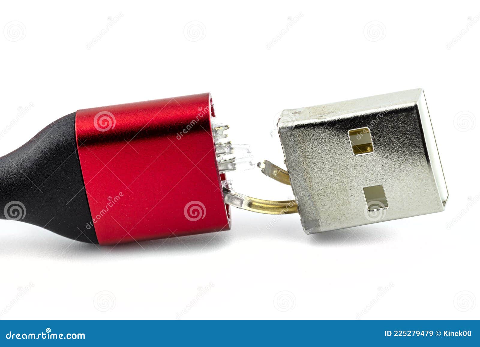 Macro Shot of the Red Damaged End of the USB 2.0 a-Type Cable, Isolated ...