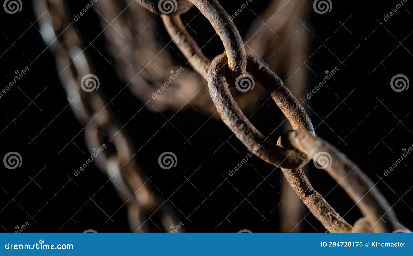 Macro Shot of a Rusty Old Metal Chain on a Black Background. the Chain ...