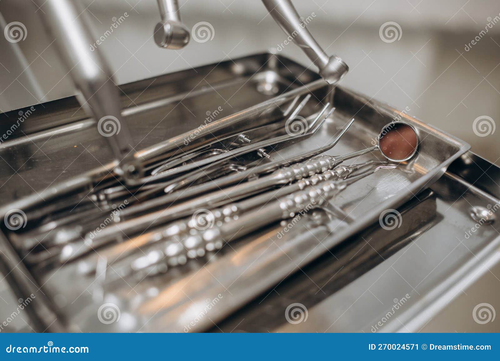 Macro Shot of Shiny Dental Tools on Modern Clinic Stock Image - Image ...