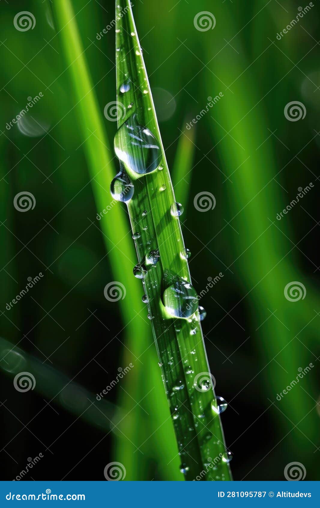 Macro Shot of a Single Grass Blade with Water Droplet Stock ...