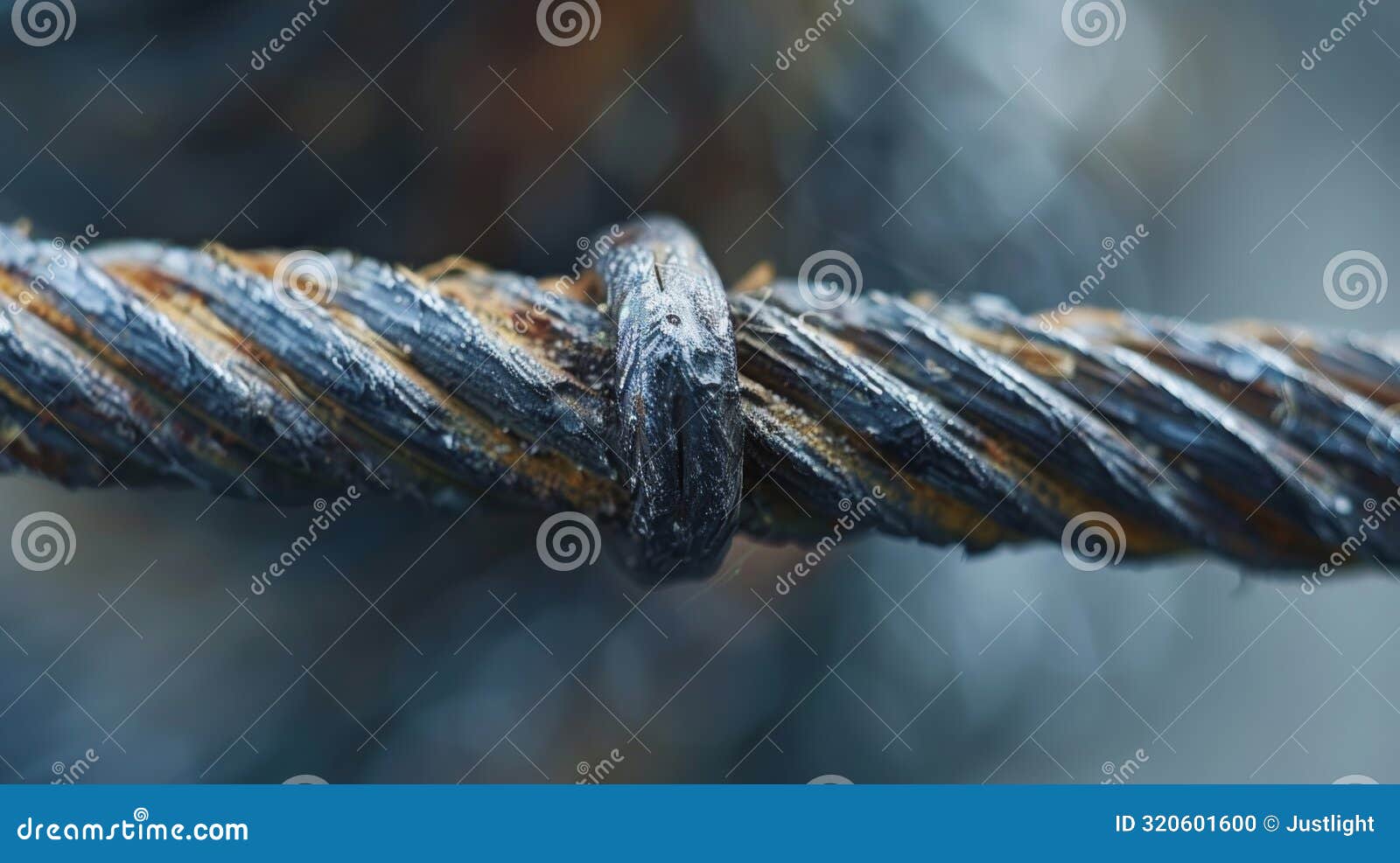 A Macro Shot of a Single Steel Cable Its Surface Worn Down and ...