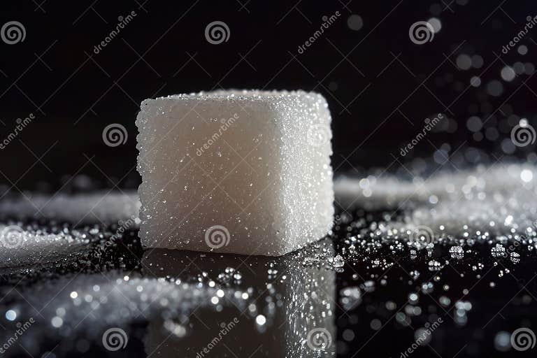 Macro Shot of a Single Sugar Cube on a Black Background. Stock ...