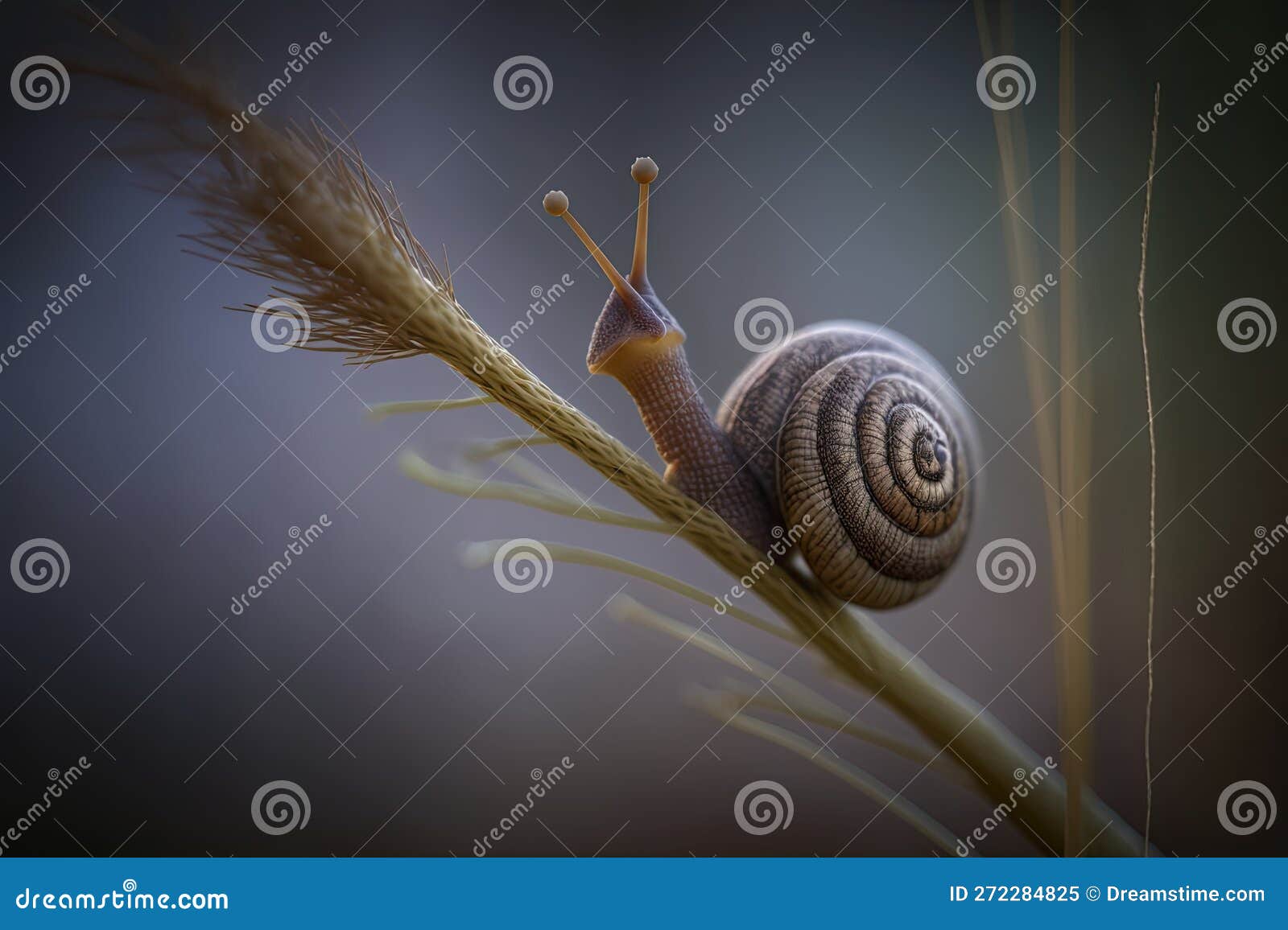 Macro Shot of a Snail Crawling on a Stem. Generated by AI Stock ...