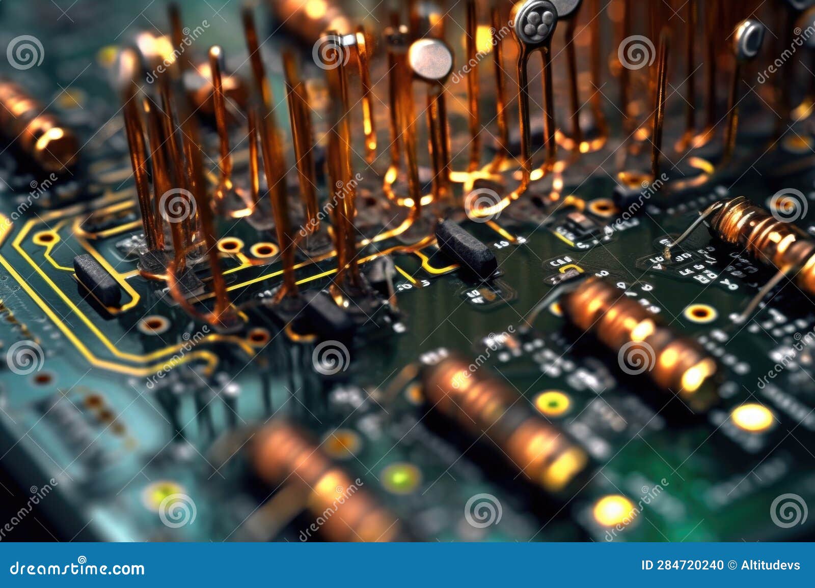Macro Shot of Soldered Connections on a Circuit Board Stock ...