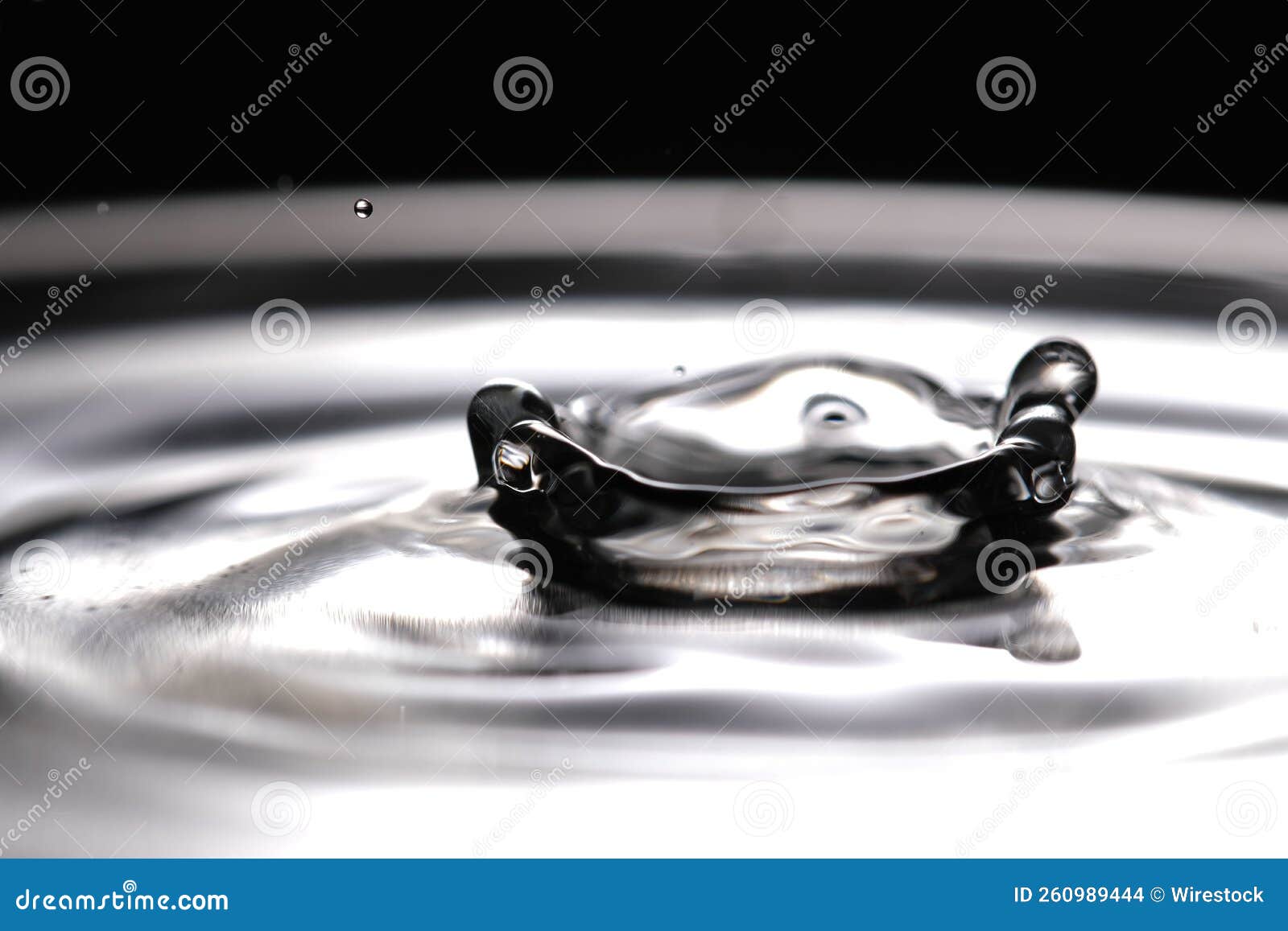 Macro Shot of Splashing Water Drop, Grayscale Shot Stock Photo - Image ...
