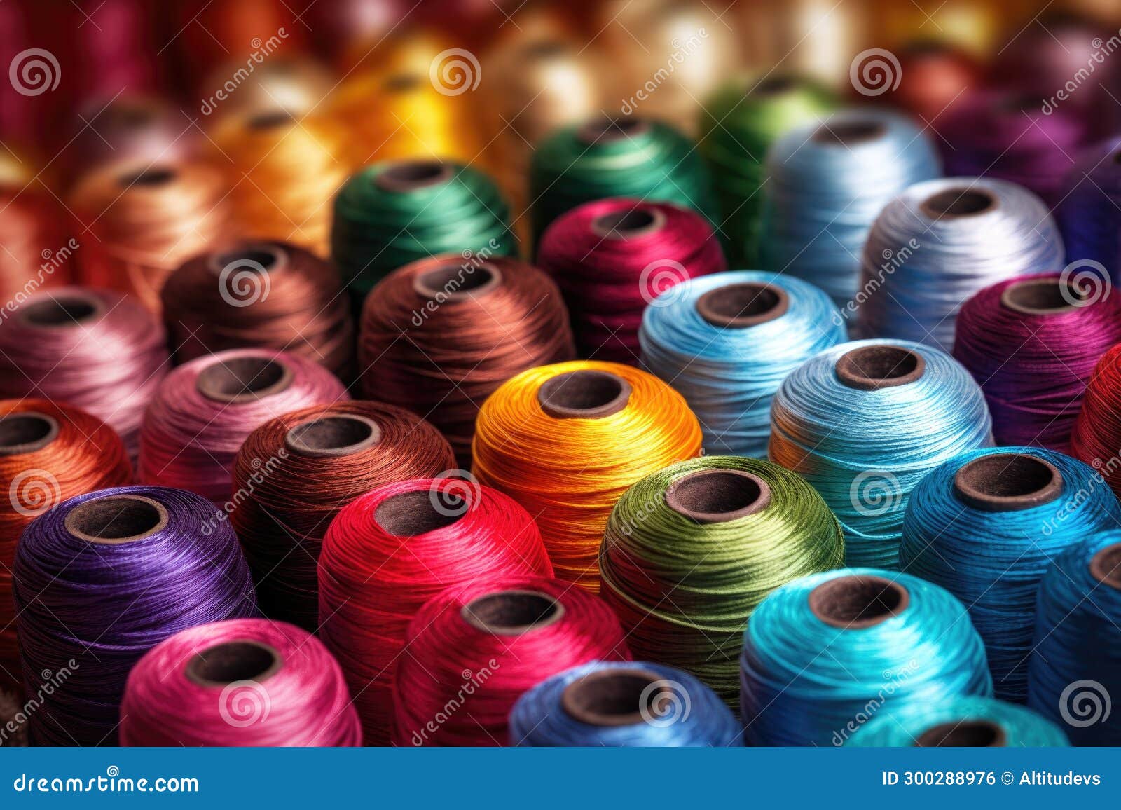 Macro Shot of Spools of Threads in Various Colors Stock Photo - Image ...