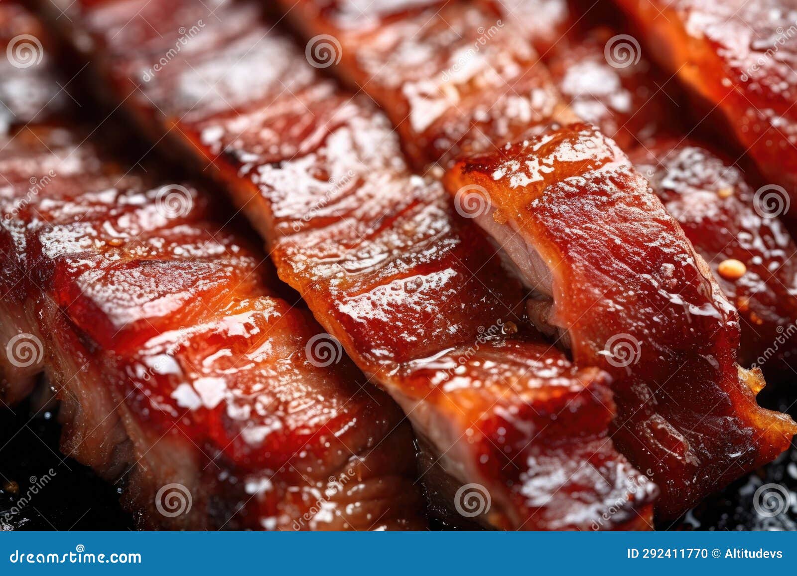 Macro Shot on the Surface Texture of Glazed Pork Ribs Stock Photo ...