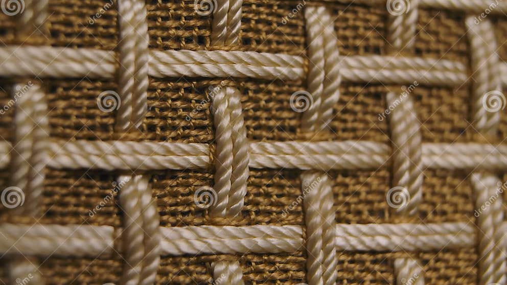 Macro Shot of the Texture of a Fibrous Threads, Checkered Structure ...