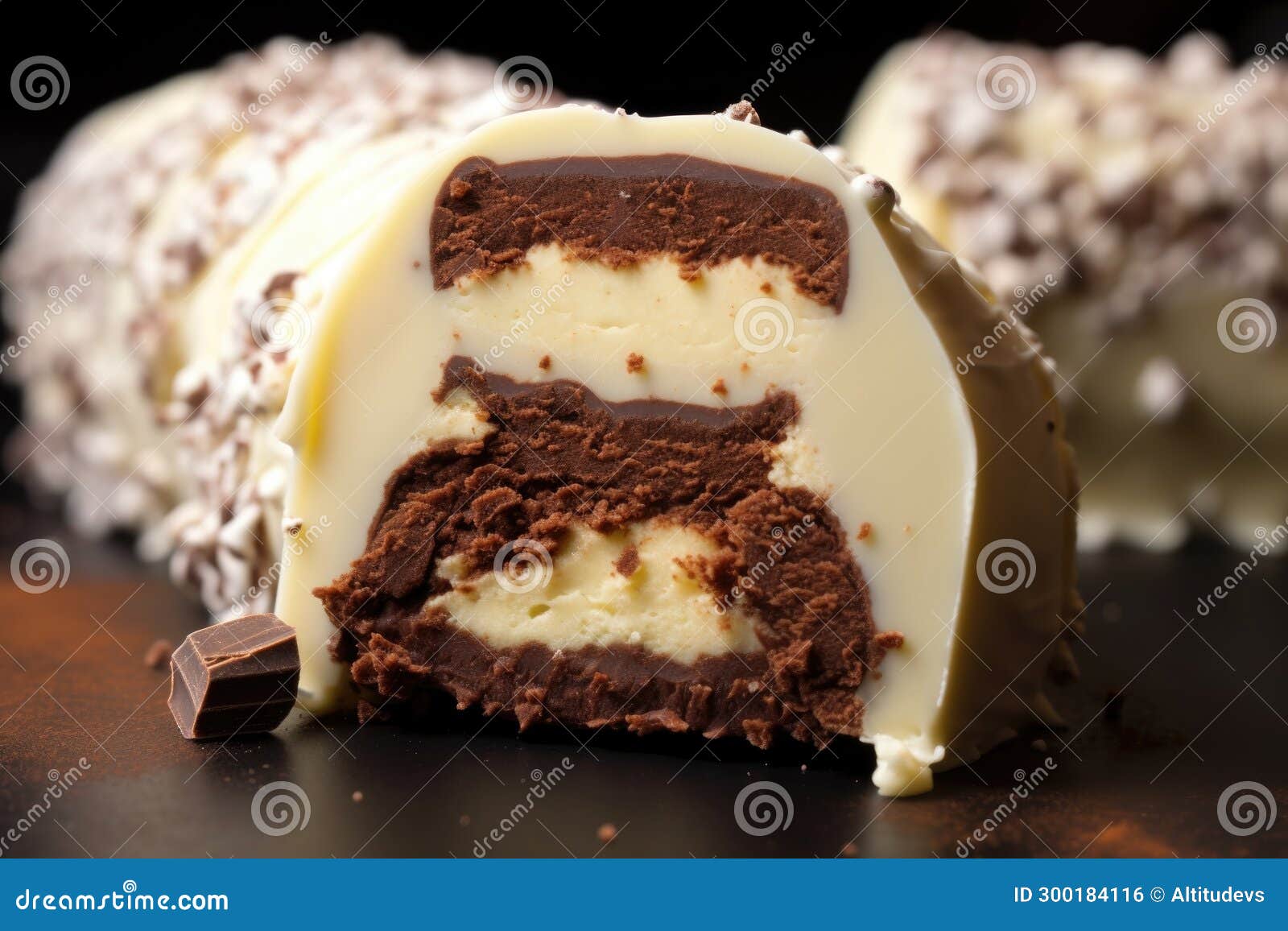 A Macro Shot of a Truffle Candy Cut in Half, Showing the Creamy Inside ...