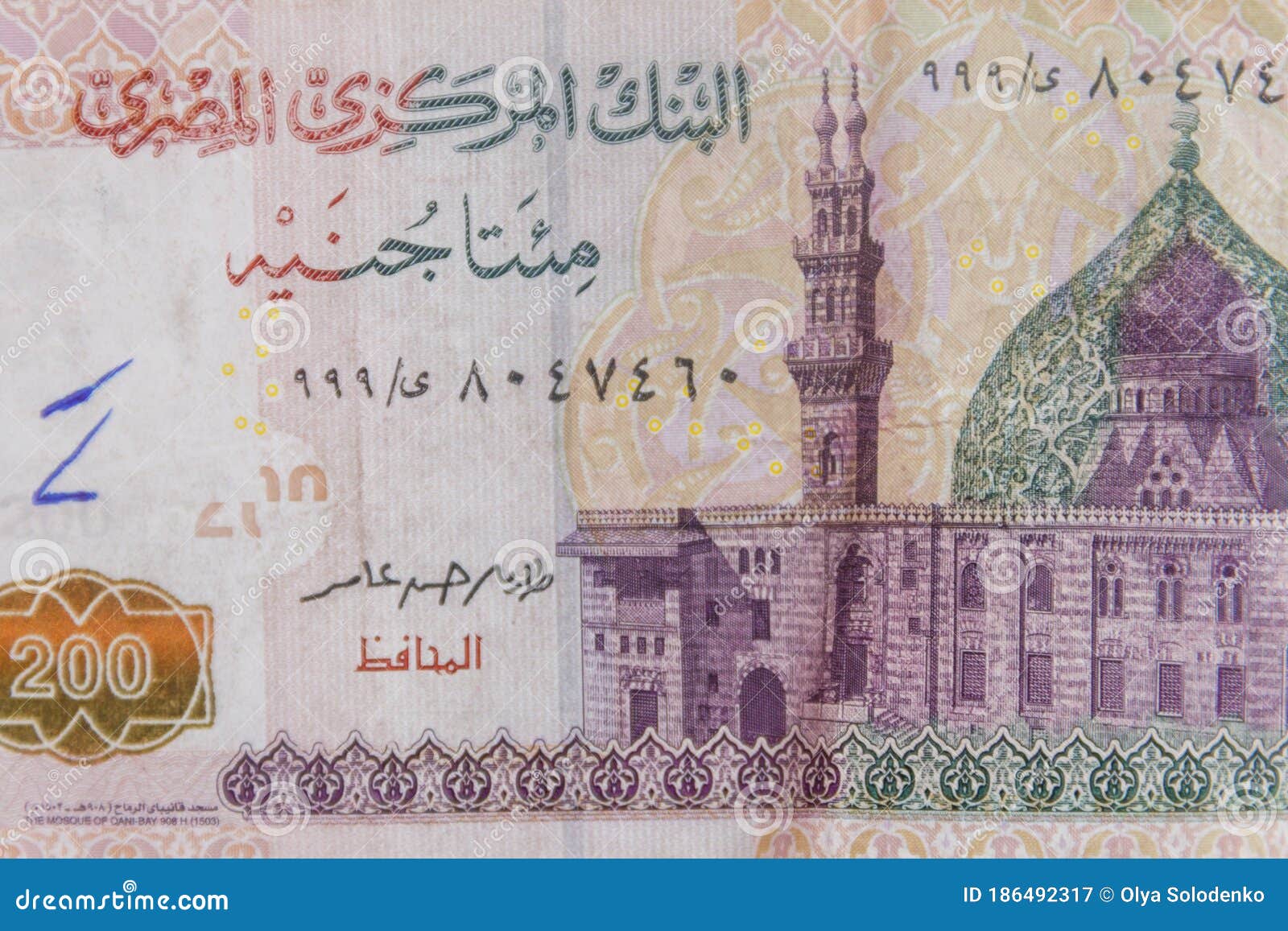 Macro Shot of Two Hundred Egyptian Pounds Bill Stock Image - Image of ...