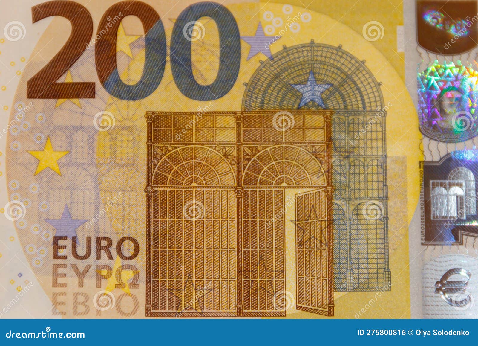 Macro Shot of Two Hundred Euro Banknote Stock Photo - Image of note ...