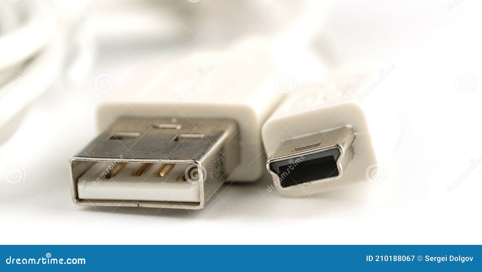 Macro Shot of USB Connectors on a White Cable Stock Image - Image of ...