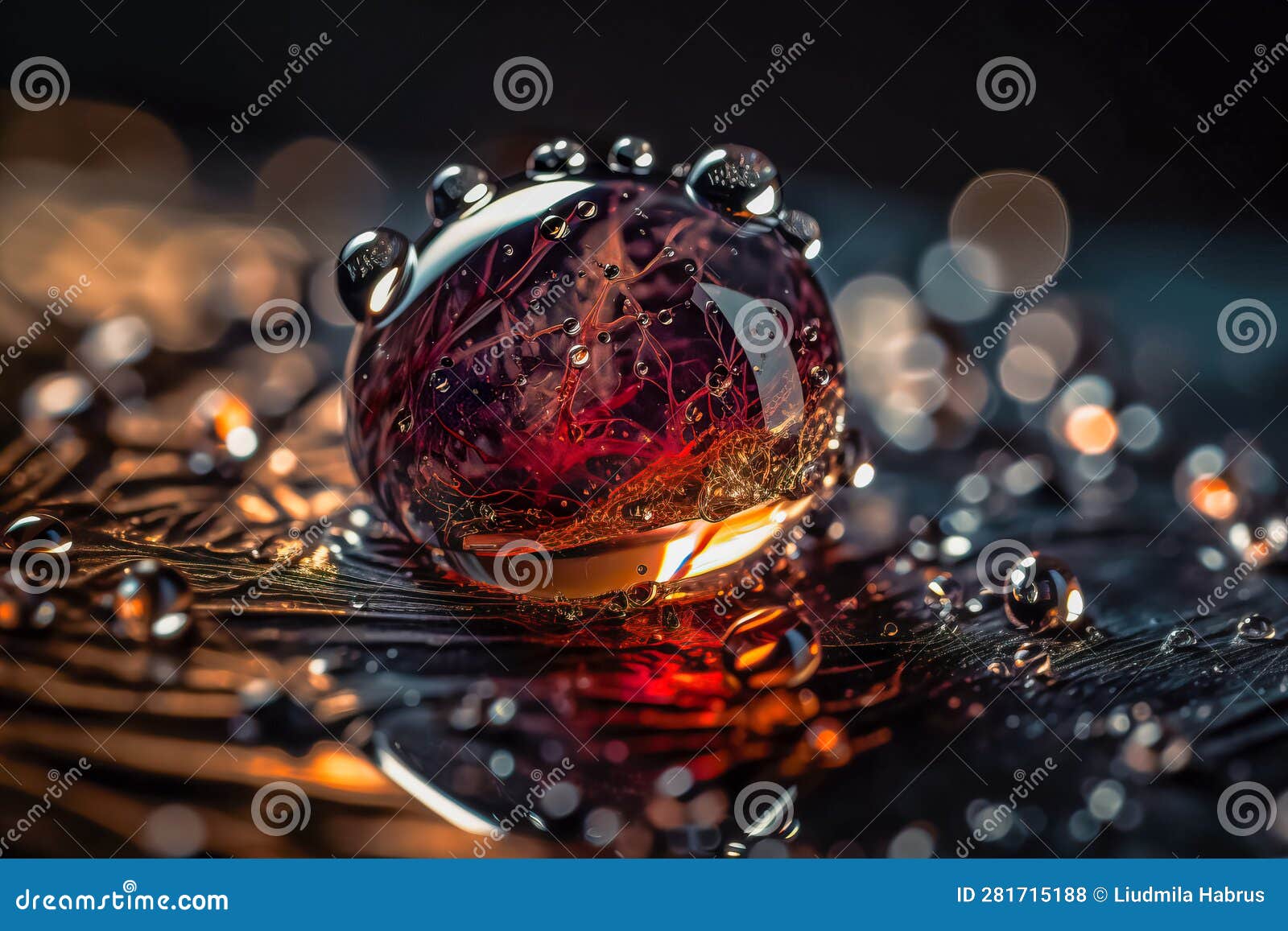 Macro Shot of a Water Drop on a Black Reflective Surface. Generative AI ...