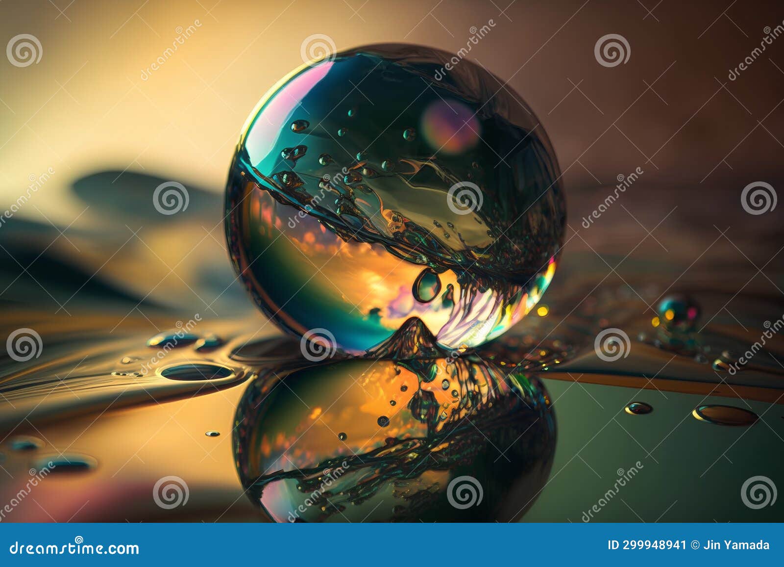 Macro Shot of a Water Drop with Reflection on the Surface. Stock ...