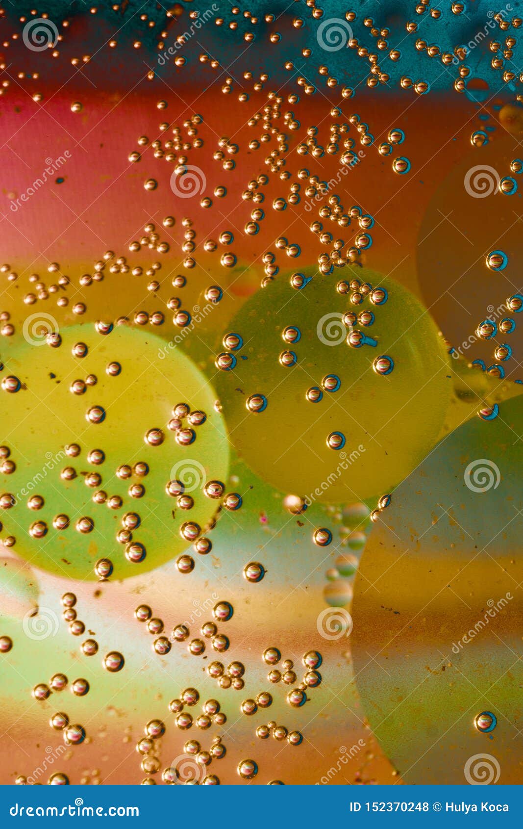 Macro Shot of Water Oil Emulsion Over Colored Background Stock Photo ...