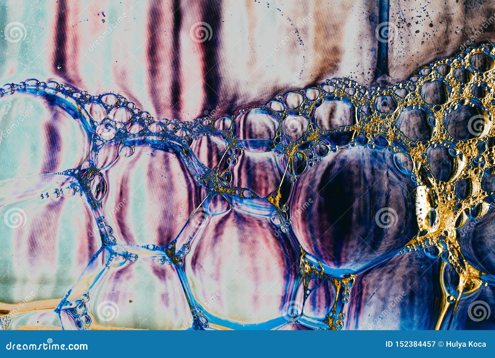 Macro Shot of Water Oil Emulsion Over Colored Background Stock Image ...