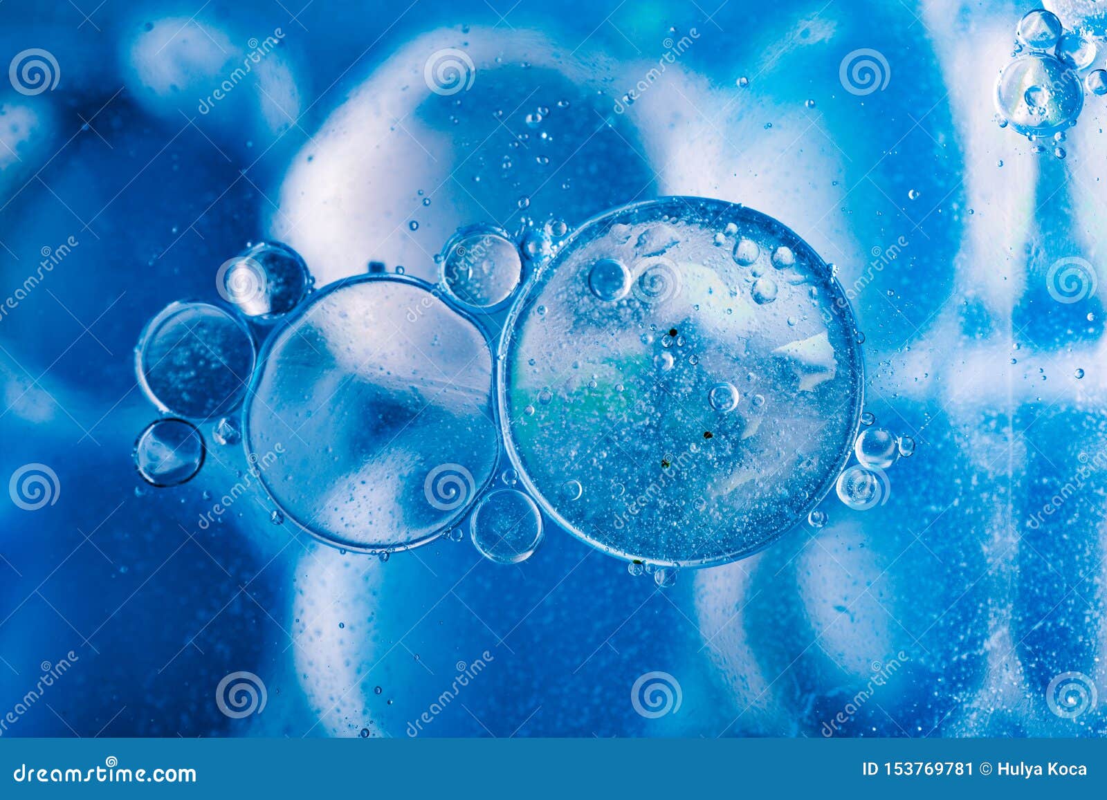Macro Shot of Water Oil Emulsion Over Colored Background Stock Image ...