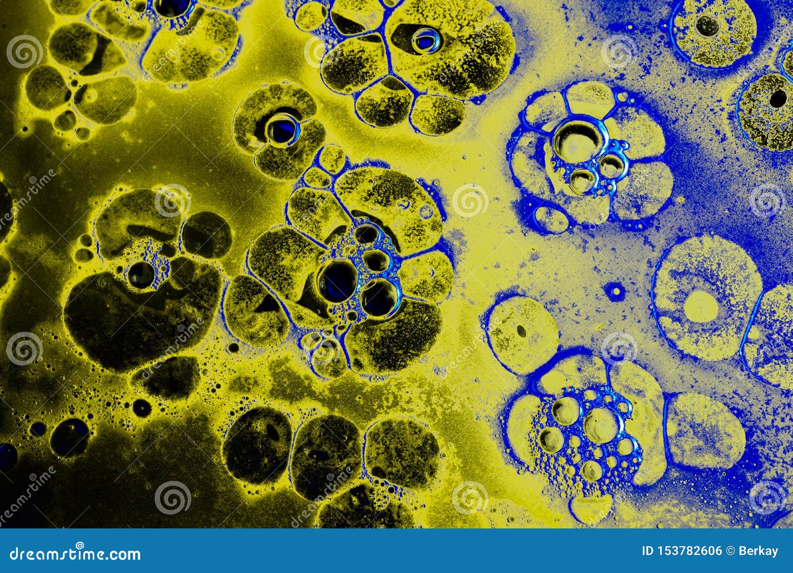 Macro Shot of Water Oil Emulsion Over Colored Background Stock Photo ...
