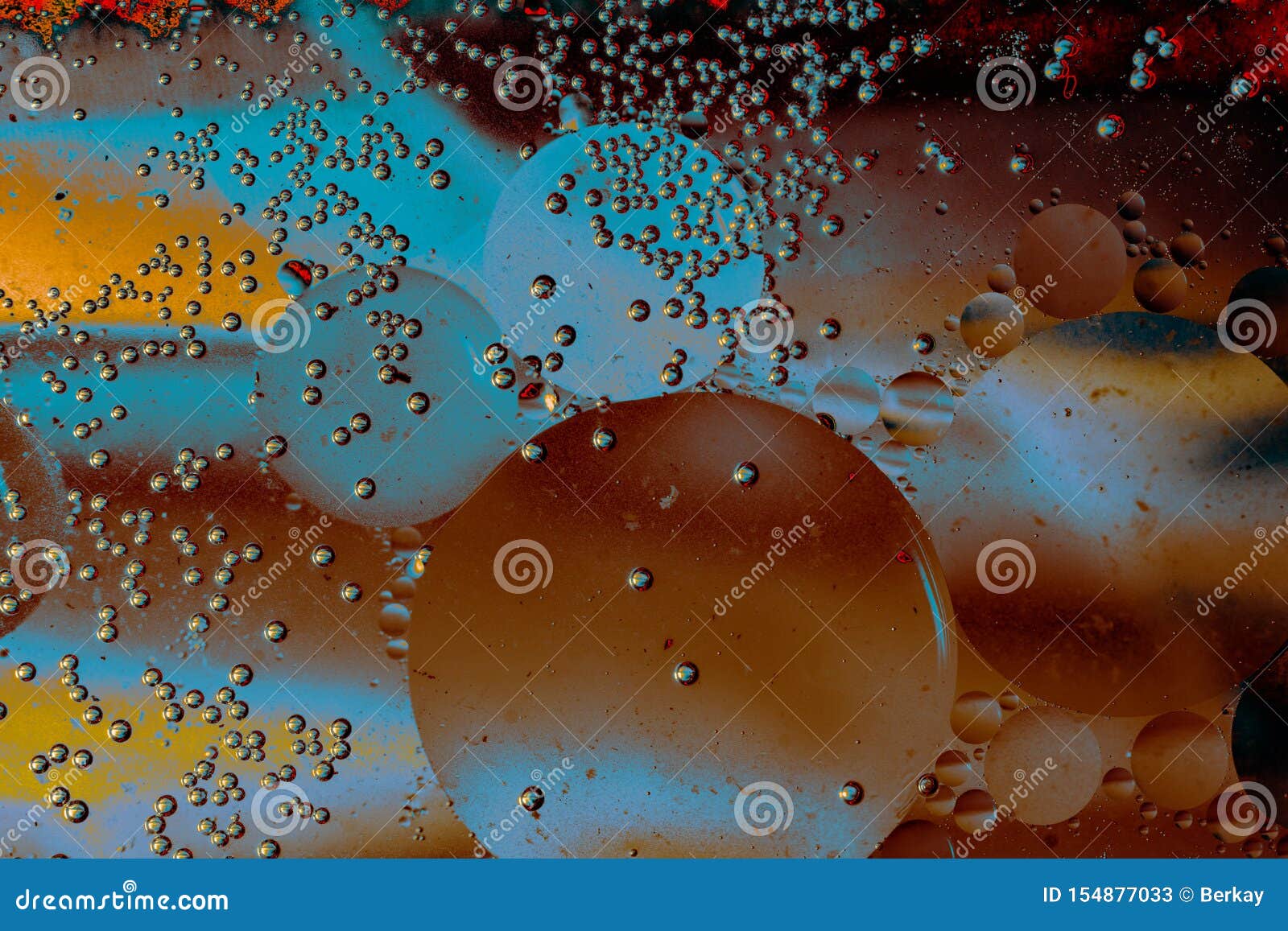 Macro Shot of Water Oil Emulsion Over Colored Background Stock Image ...