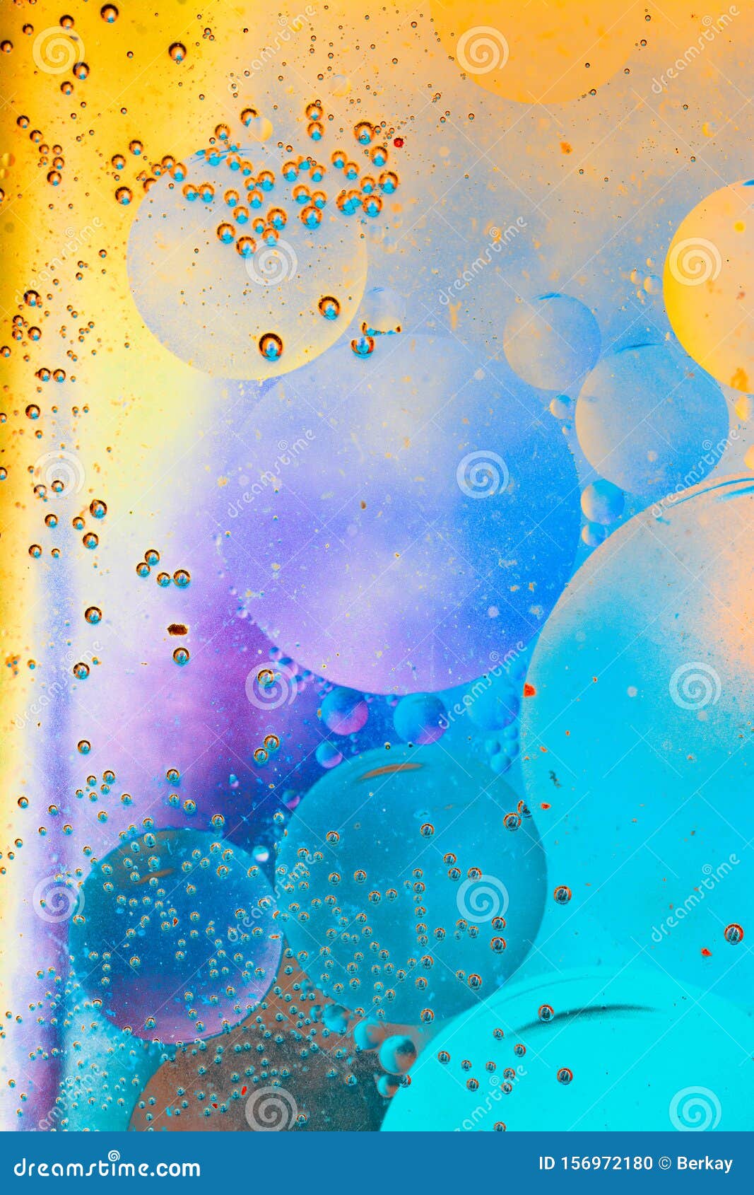 Macro Shot of Water Oil Emulsion Over Colored Background Stock Photo ...