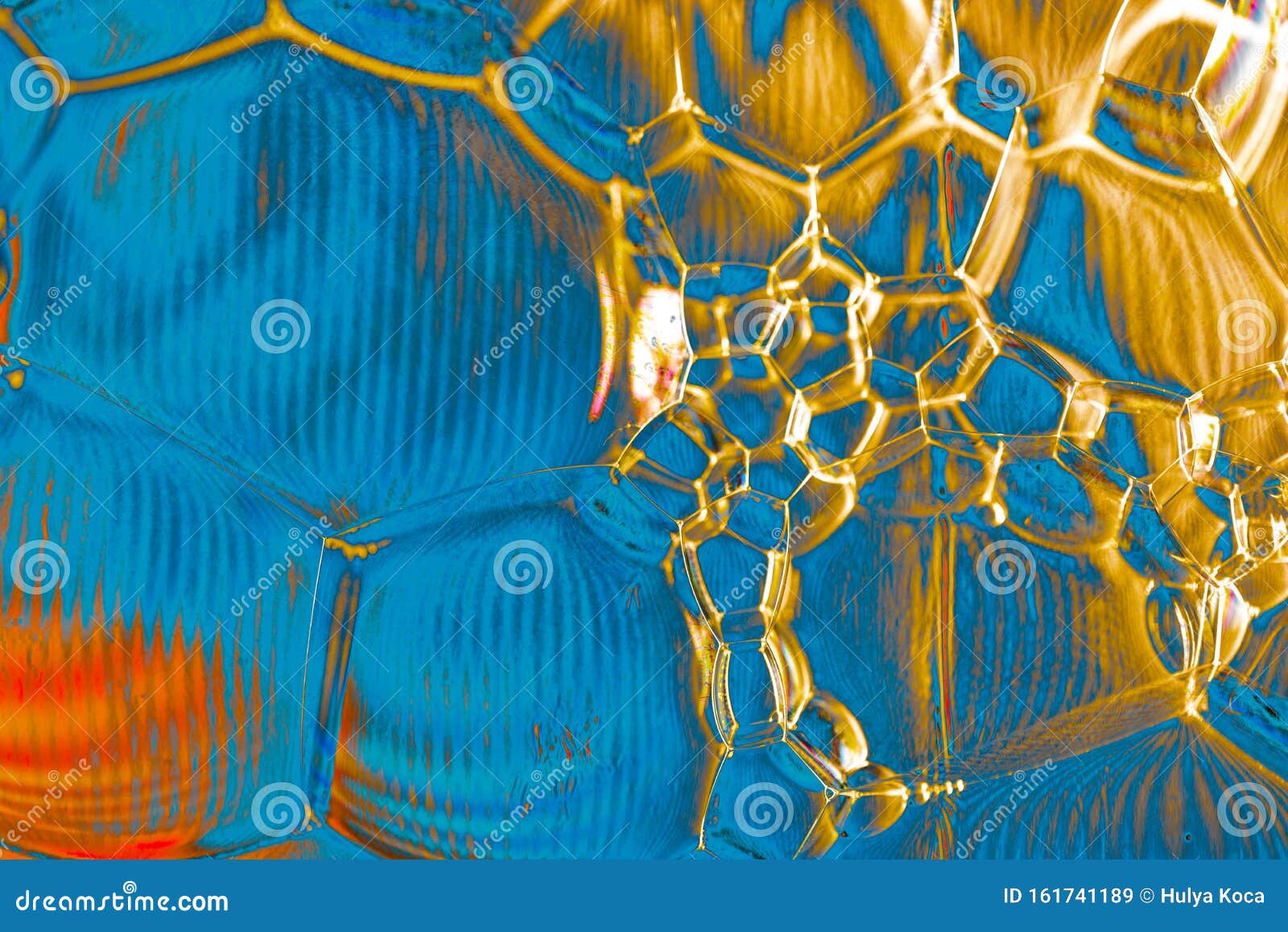 Macro Shot of Water Oil Emulsion Over Colored Background Stock Image ...