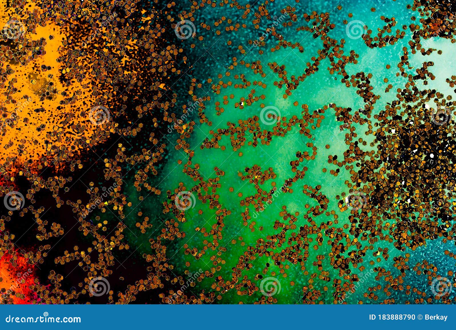 Macro Shot of Water Oil Emulsion Over Colored Background Stock Photo ...