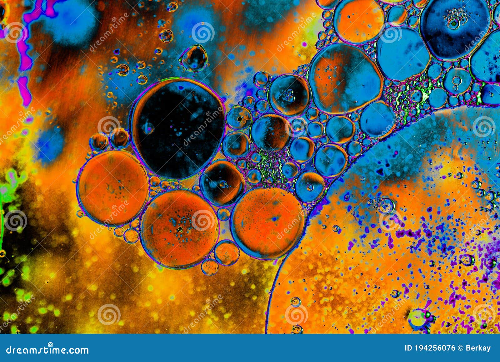 Macro Shot of Water Oil Emulsion Over Colored Background Stock Photo ...