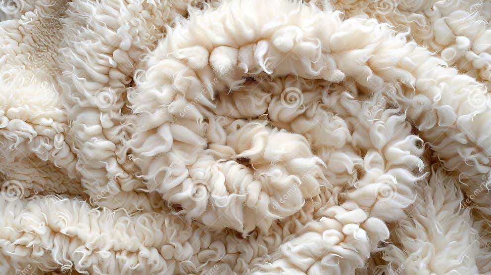 Macro Shot of White Curly Wool Texture. Stock Illustration ...