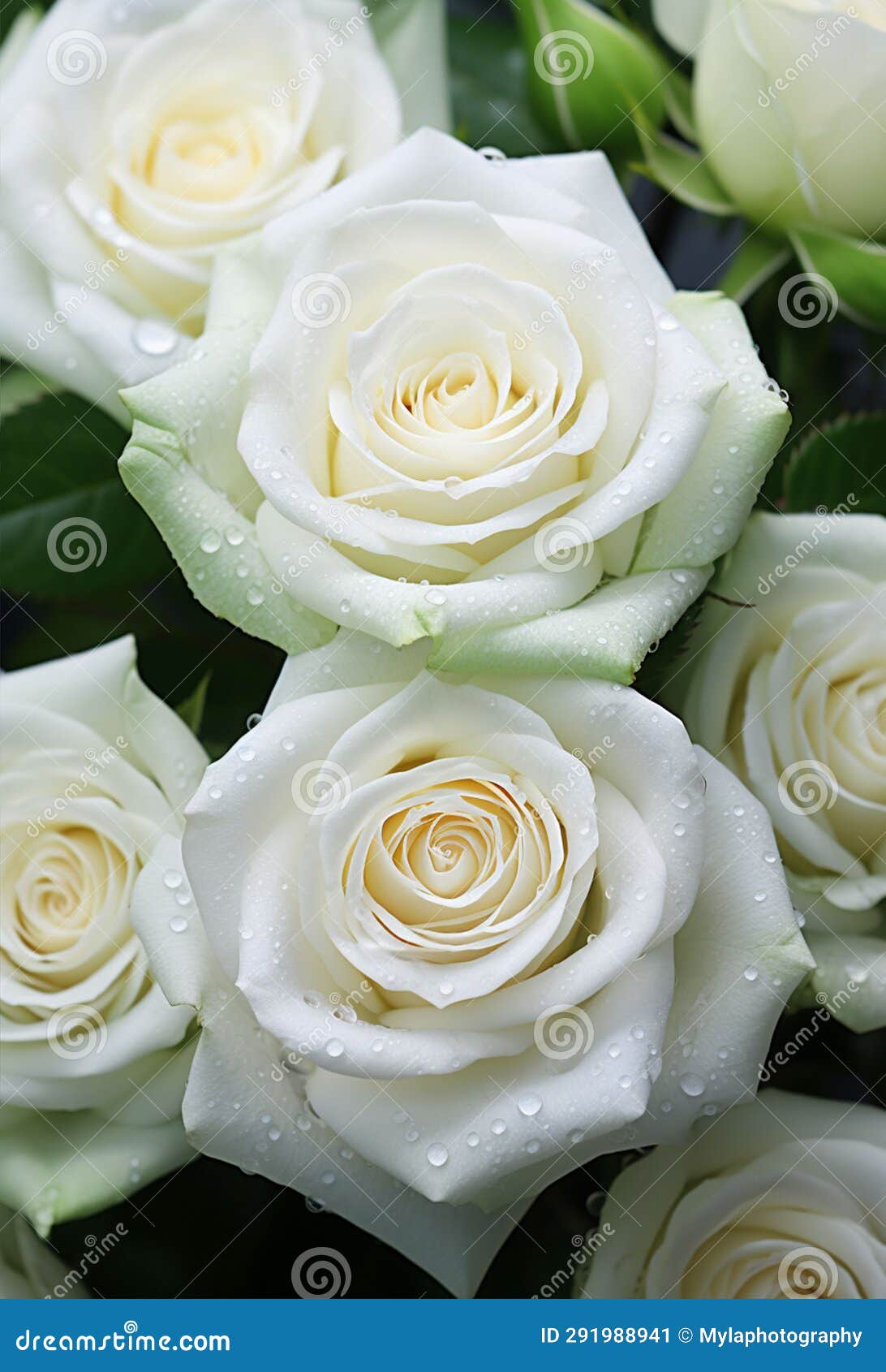 Macro Shot of a White Rose Bouquet Stock Illustration - Illustration of ...