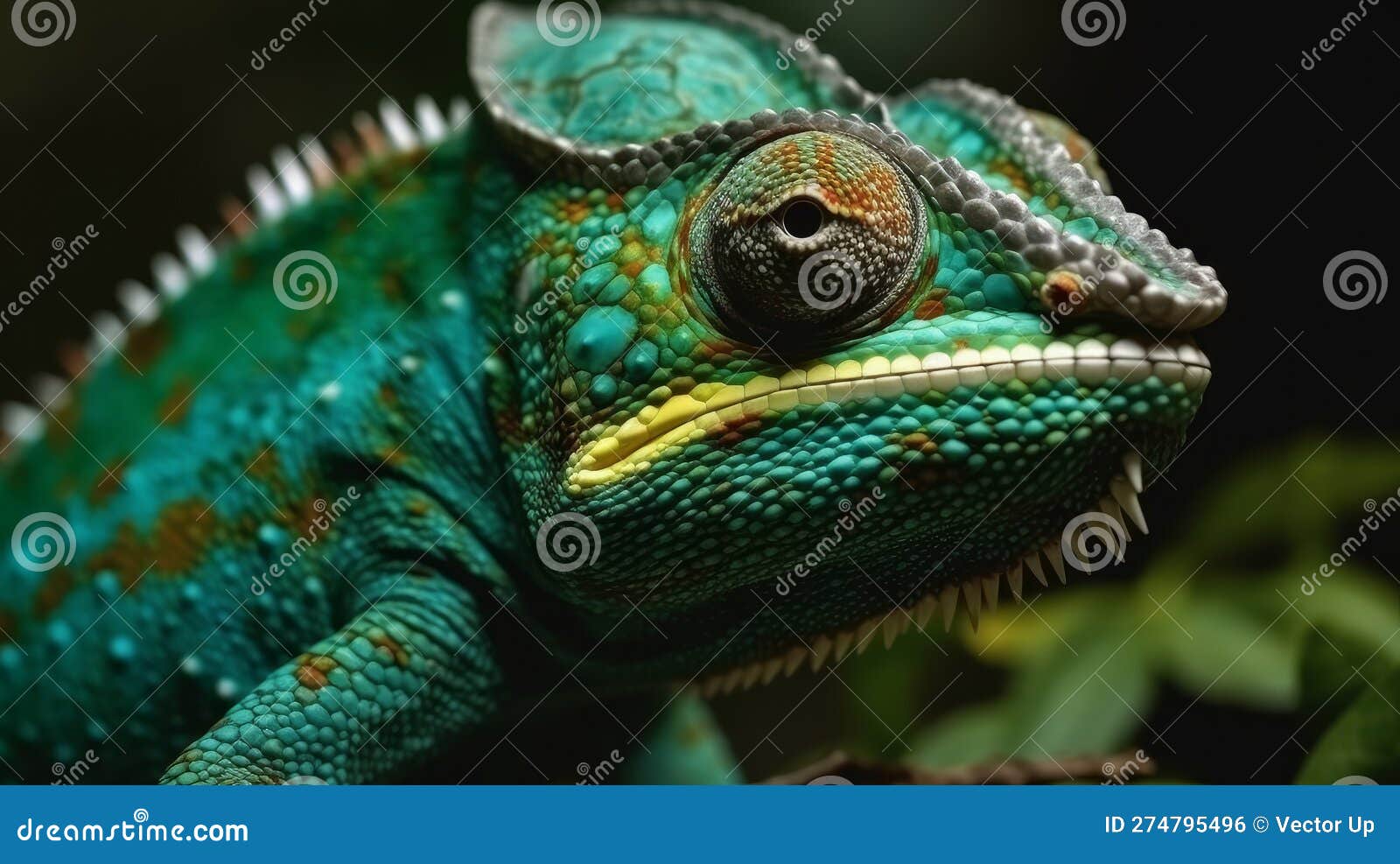 Macro Shots Green Chameleon. Generative AI Stock Illustration ...
