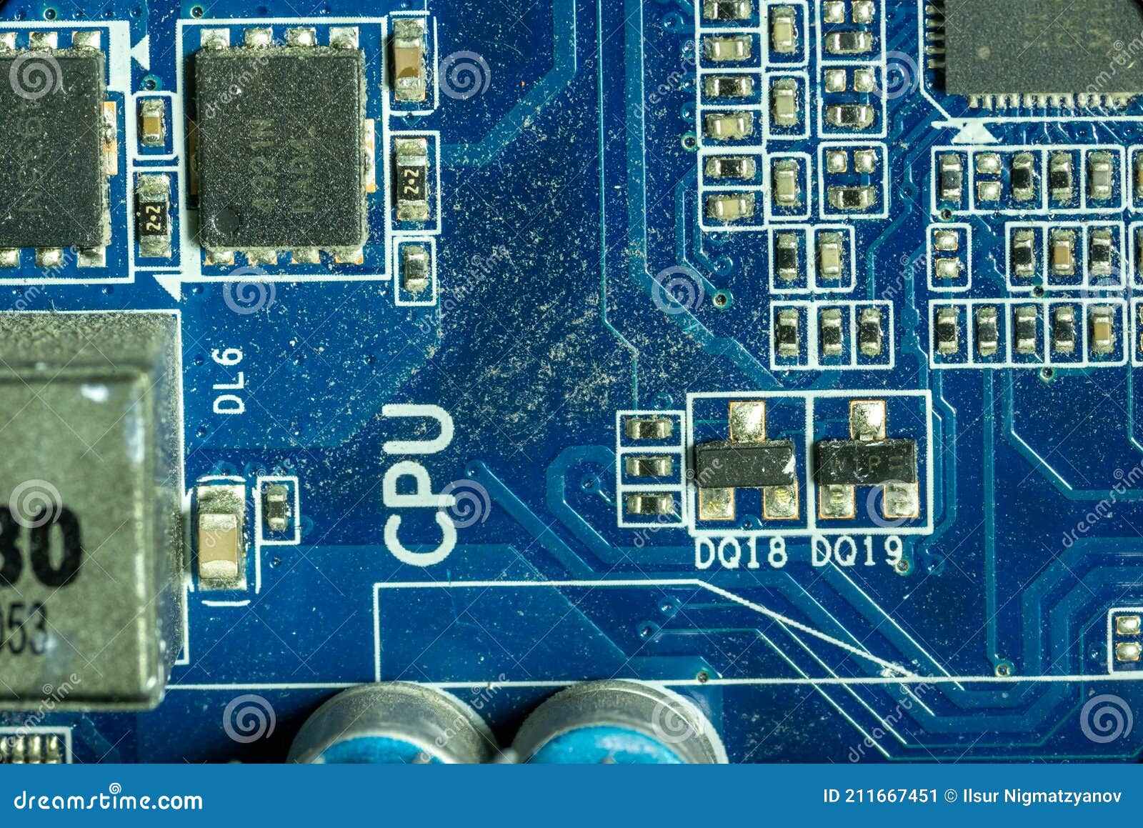 Macro Shots of Microcircuits and Transistors on the Dusty Motherboard ...